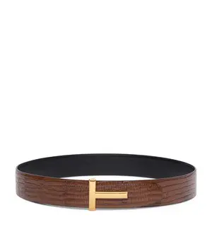TOM FORD Calfskin Scale-effect T Belt
