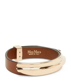 Max Mara Leather-metal Cuff Bracelet - Brown
