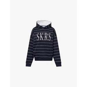 SISTERS & SEEKERS Striped Logo Cotton-blend Hoodie - Navy