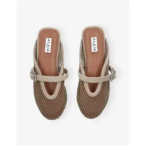 Alaïa Fishnet Mesh Leather Mules