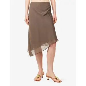 Bec & Bridge Samantha Asymmetric Georgette Midi Skirt