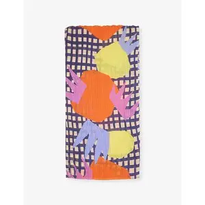 Issey Miyake Graphic Print Pleated Stole - Tomato