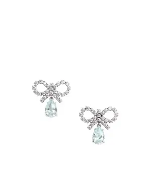 SELF-PORTRAIT Embellished Micro Bow Droplet Earrings
