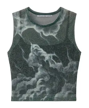 Alexander Wang Embellished Cloud Print Tank Top - Black