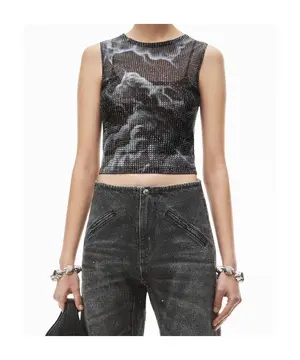Alexander Wang Embellished Cloud Print Tank Top