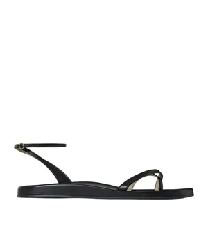 THE ROW Leather Cross-strap Sandals - Black