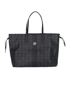 Mcm Liz Logo Plaque Top Handle Bag - Black