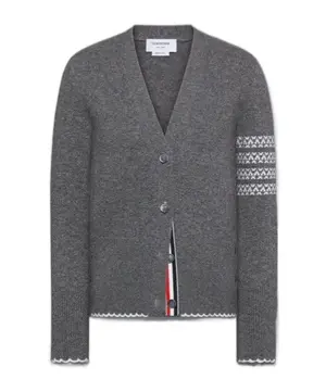 Thom Browne V-neck Buttoned Cardigan - Medium Gray
