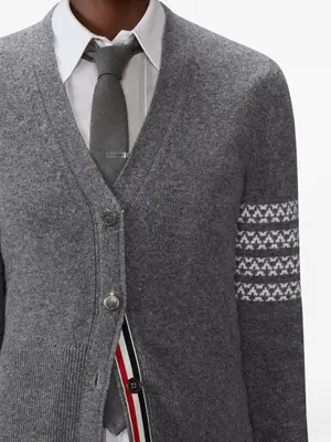 Thom Browne V-neck Buttoned Cardigan With Signature Stripes