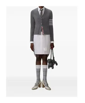 Thom Browne V-neck Buttoned Cardigan With Signature Stripes