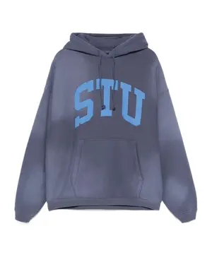 StÜssy Stu Relaxed Drawstring Hoodie - Gray