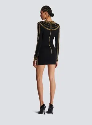 Balmain Short Gold Bead-embroidered Dress