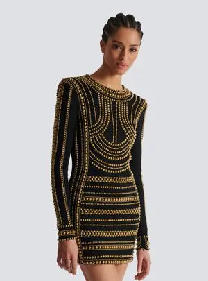 Balmain Short Gold Bead-embroidered Dress