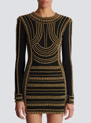 Balmain Short Gold Bead-embroidered Dress