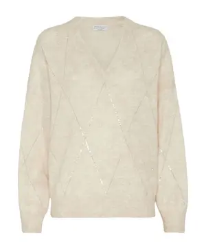 Brunello Cucinelli V-neck Knitted Jumper - Shell Color
