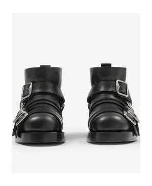 Burberry Buckled Leather Ankle Boots