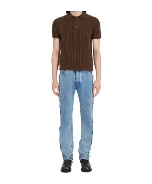 MAISON MARGIELA Cable-knit Polo Shirt - Brown