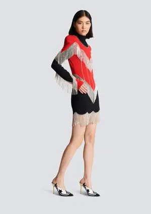 Balmain Fringed Knit Dress