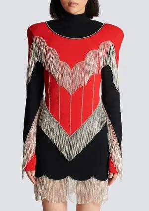 Balmain Fringed Knit Dress