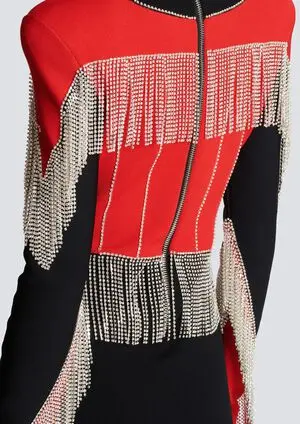 Balmain Fringed Knit Dress