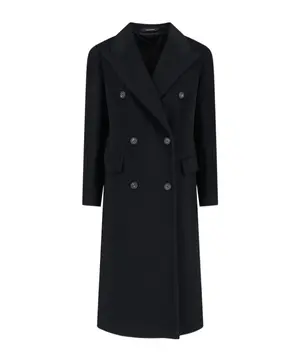 Tagliatore Double-breasted Long Coat - Black