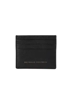 Brunello Cucinelli Grain Leather Card Holder - Black