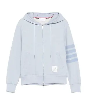 Thom Browne 4-bar Stripe Zip-up Hoodie - Light Blue