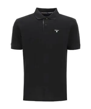 Barbour Piquet Logo Embroidered Polo Shirt - Black