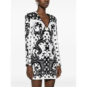 Balmain V-neck Sequin Embellished Mini Dress