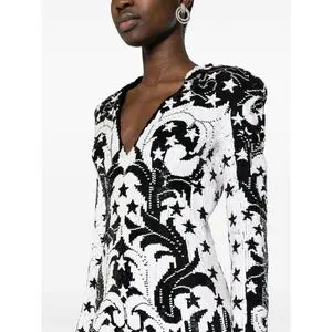 Balmain V-neck Sequin Embellished Mini Dress
