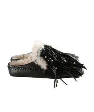 ANN DEMEULEMEESTER Soft Fringe Mules - Black