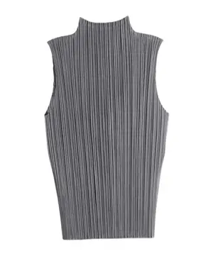 PLEATS PLEASE BY ISSEY MIYAKE Pleats Please Issey Miyake High-neck Sleeveless Top - Gray