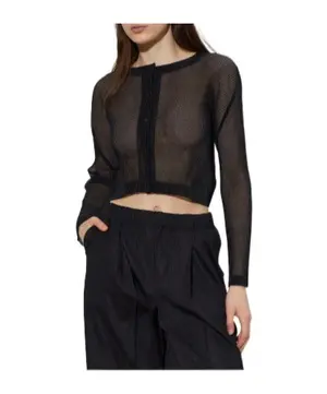 PLEATS PLEASE BY ISSEY MIYAKE Semi-sheer Mesh Buttoned Cardigan