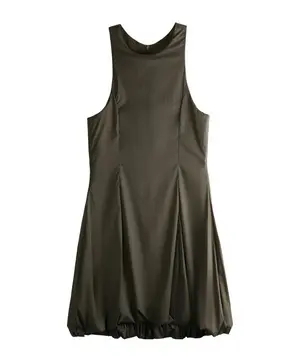 AMOMENTO Sheer Padded Volume Dress - Brown