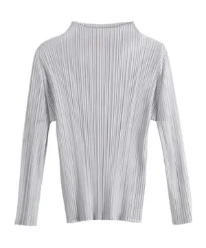 Issey Miyake Long Sleeve High Neck Shirt - Gray
