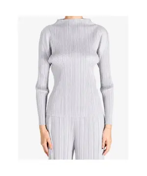 Issey Miyake Long Sleeve High Neck Shirt - Gray