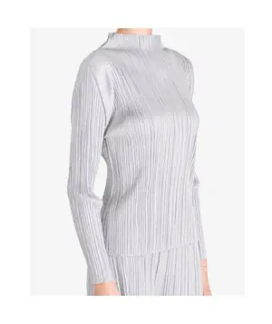 Issey Miyake Long Sleeve High Neck Shirt - Gray