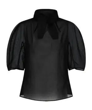 AMOMENTO Knotted Collar Top - Black