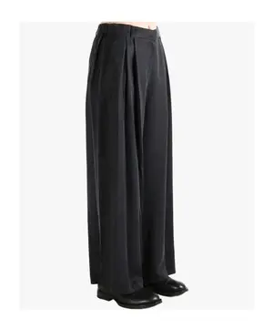 AMOMENTO Cupro Two Tuck Wide Pants