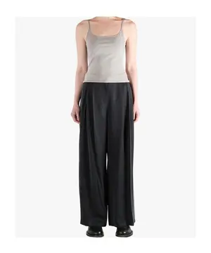 AMOMENTO Cupro Two Tuck Wide Pants