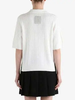 UMA WANG Collared Ribbed Knit Polo Shirt - White