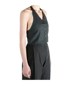 AMOMENTO Halterneck Button-up Top