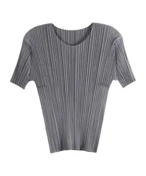 PLEATS PLEASE BY ISSEY MIYAKE Pleats Please Issey Miyake Basics Short Sleeve Shirt - Gray