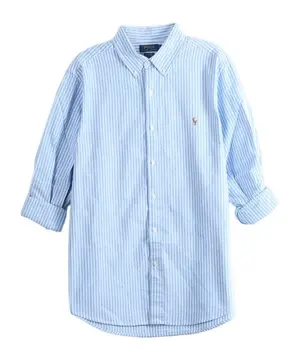 Polo Ralph Lauren Vertical-stripe Embroidered-logo Shirt - Blue White