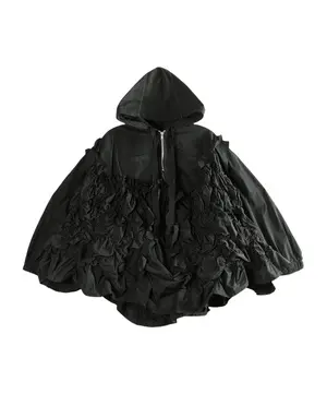 Comme Des Garçons Tao Ruffled Hooded Jacket - Black