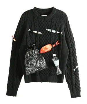 DOUBLET Caught In The Cable Fisherman Long-sleeved Sweater - Black