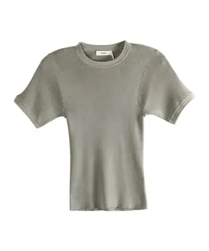 RIER Ribbed Knit T-shirt - Gray