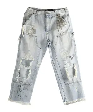 PALY HOLLYWOOD Studded Ripped Trousers - Gray