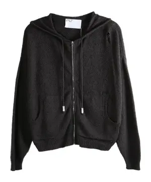 PALY HOLLYWOOD Long-sleeved Knitted Hoodie - Black