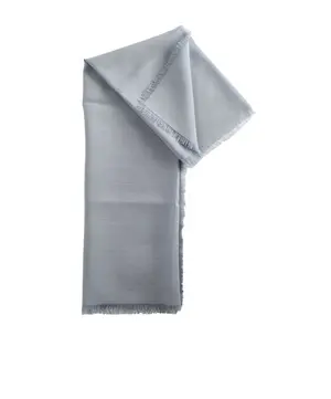 RIER Logo Patch Frayed Edge Scarf - Gray